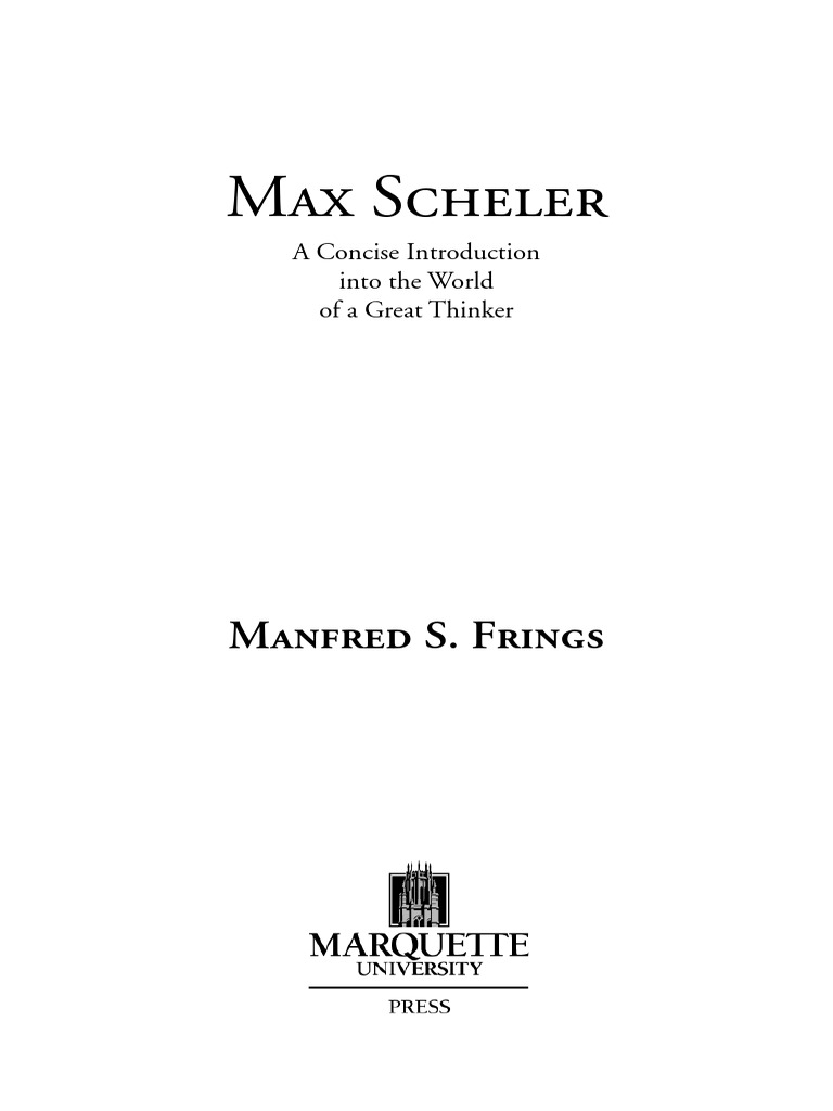 Max Scheler: A Concise Philosophical Overview | PDF | Martin Heidegger ...
