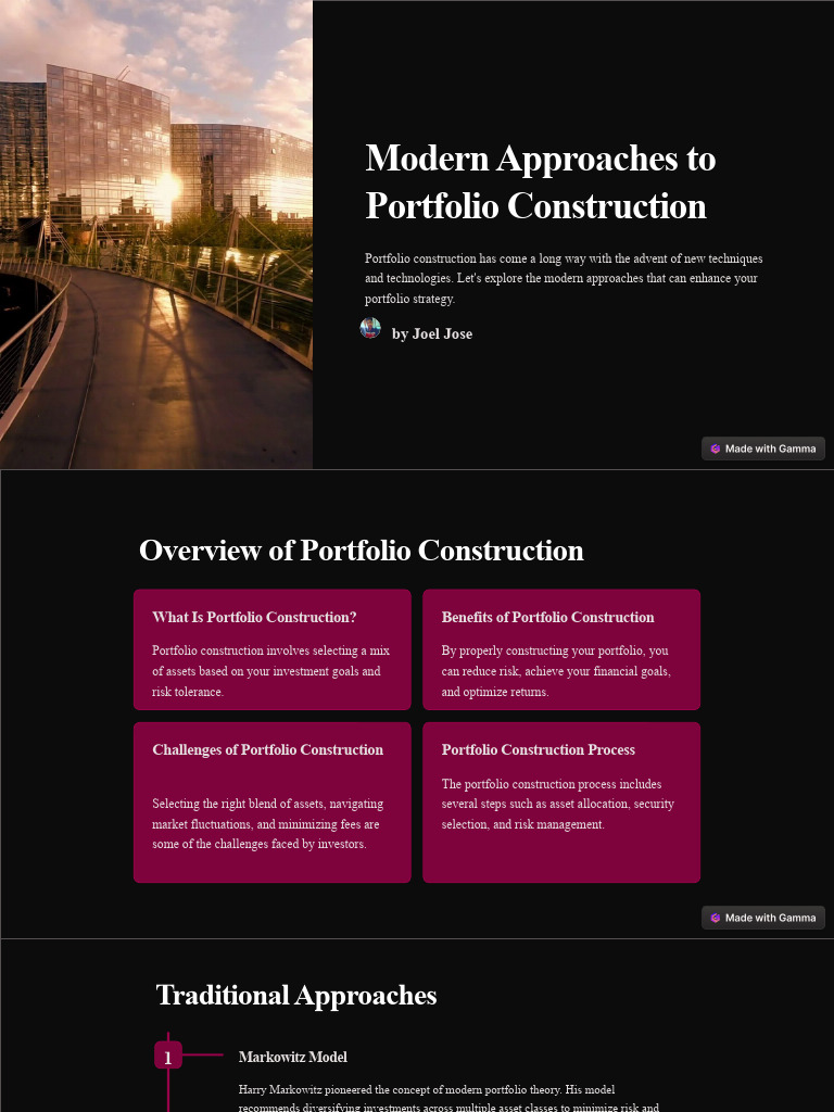 Modern Approaches To Portfolio Construction Pdf Modern Portfolio