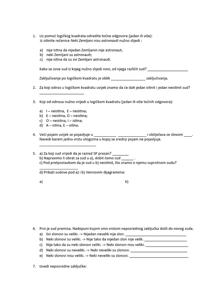 Logika Zadatci - Tradicionalni Zakljucak | PDF