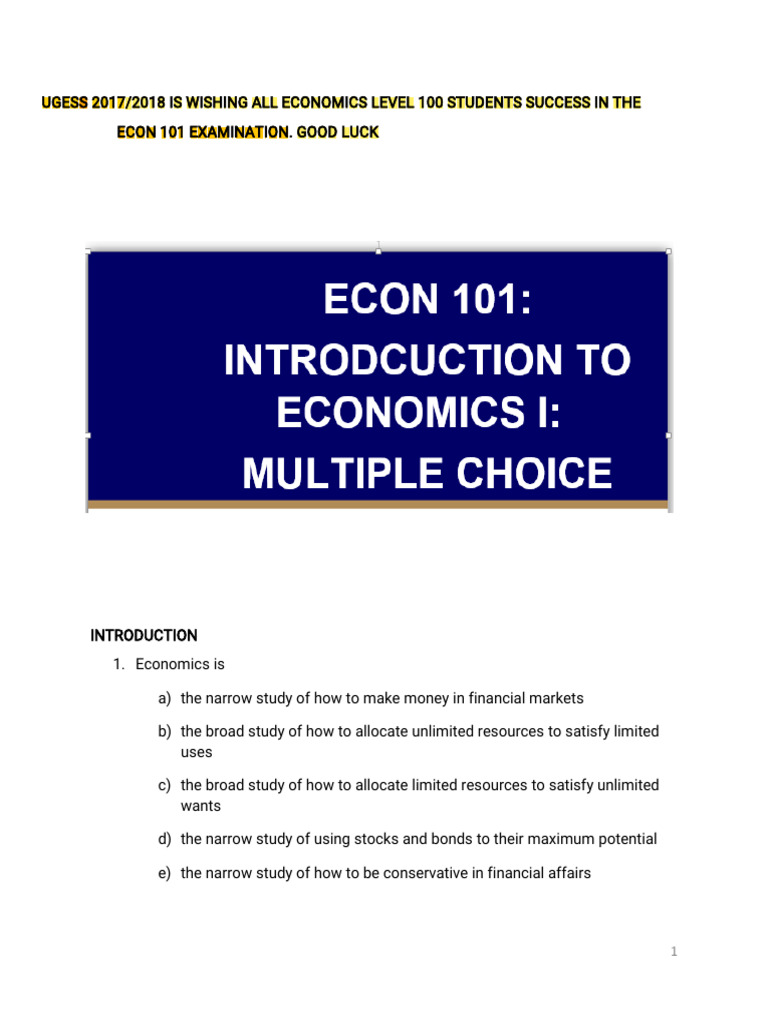 ECON 101 Passco | PDF