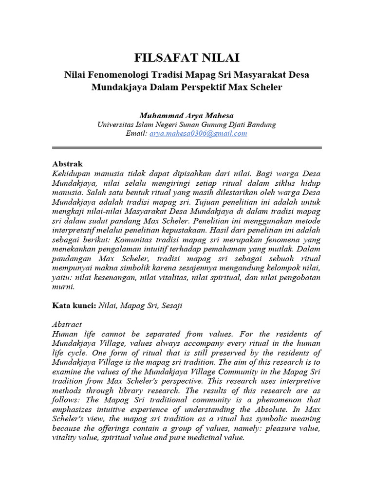 Muhammad Arya Mahesa - UAS Filsafat Nilai - 1211010077 - AFI5B | PDF