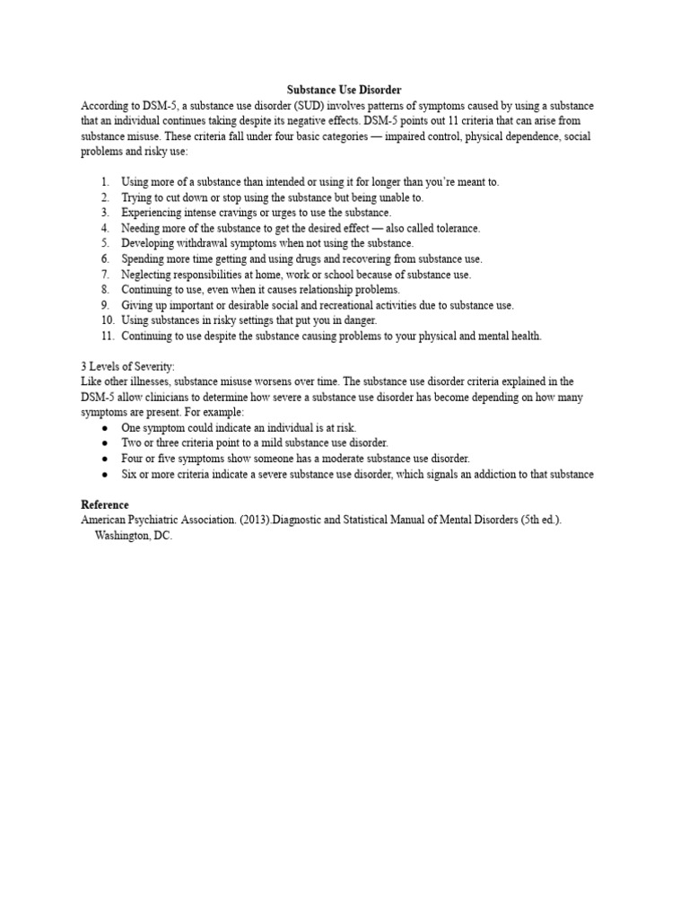 Understanding Substance Use Disorder Criteria | PDF