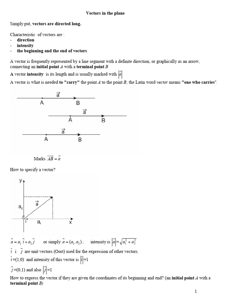1.HIGH School V GEOMETRY-Vectors in The Plane-Part 1 | PDF