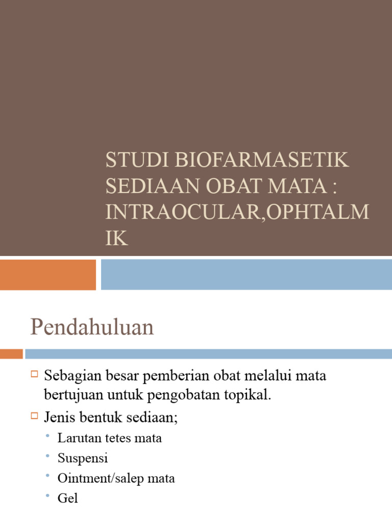 9 Biofarmasi Sediaan Rute Optalmik | PDF | Sains & Matematika