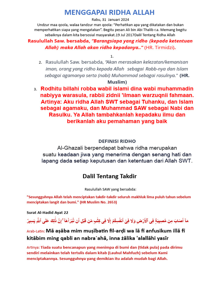 Menggapai Ridha Allah | PDF