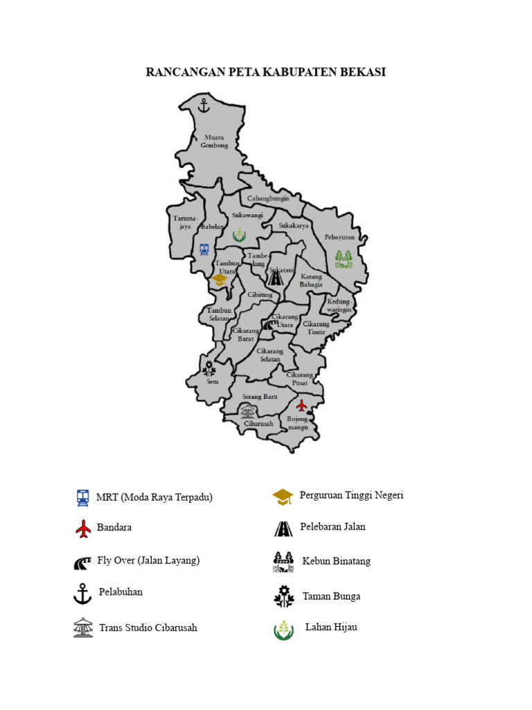 Rancangan Peta Kabupaten Bekasi | PDF