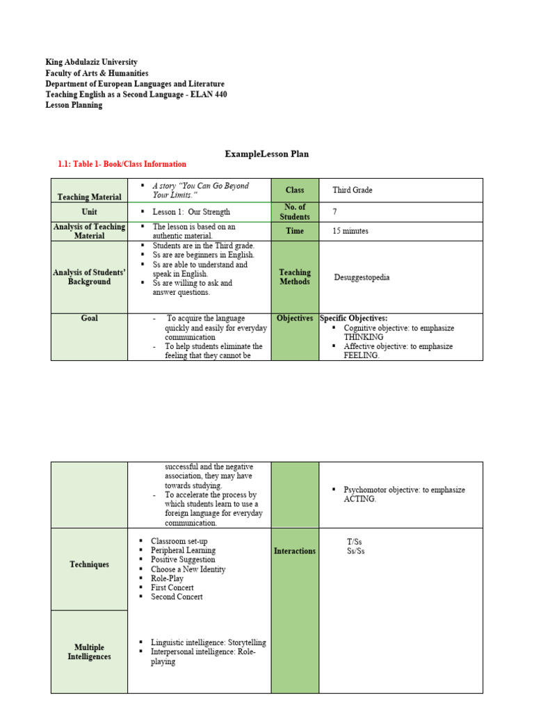 Sarah Nasser Lesson Plan | PDF | Lesson Plan | Learning