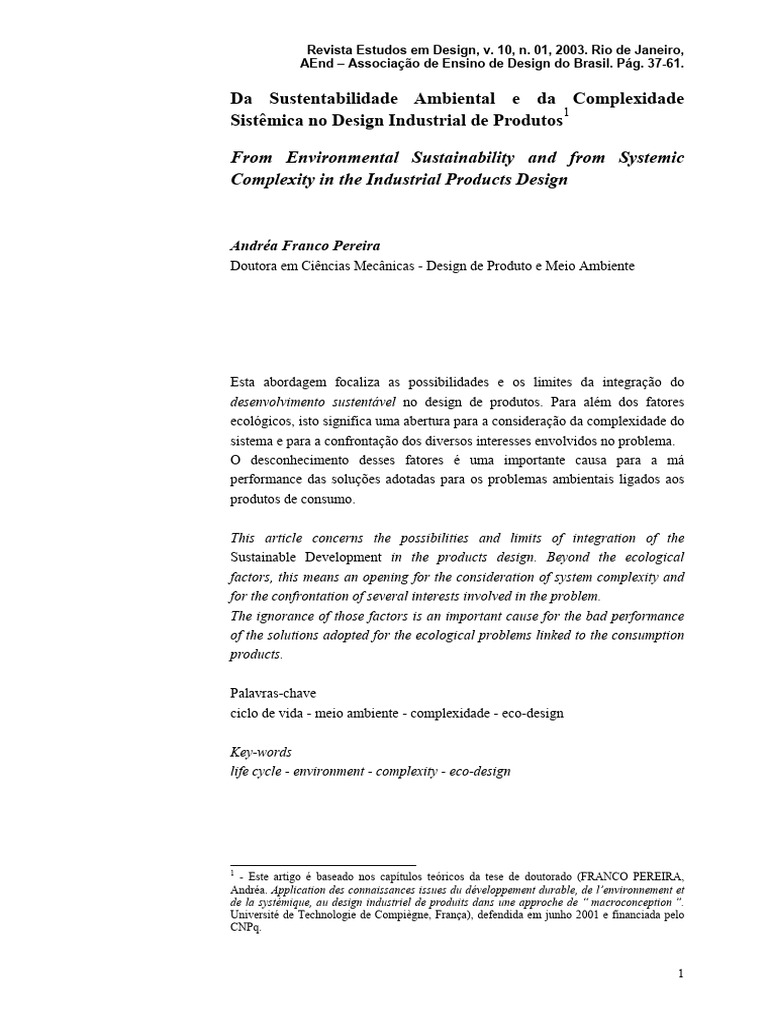 2003_PEREIRA_AF_Da Sustentabilidade Ambiental e da Complexidade ... 2003_PEREIRA_AF_Da Sustentabilidade Ambiental e da Complexidade ...