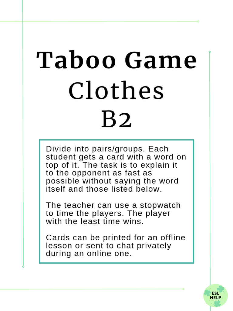 B2 Taboo Game Clothes | PDF