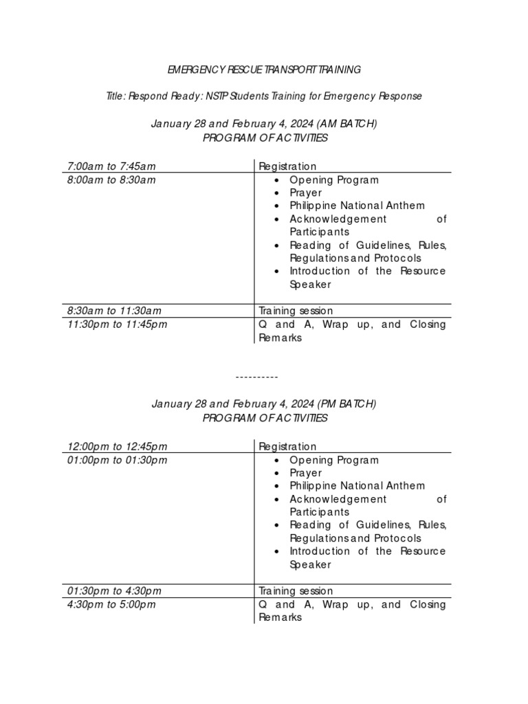 ERT TRAINING PROGRAM and GUIDELINES | PDF
