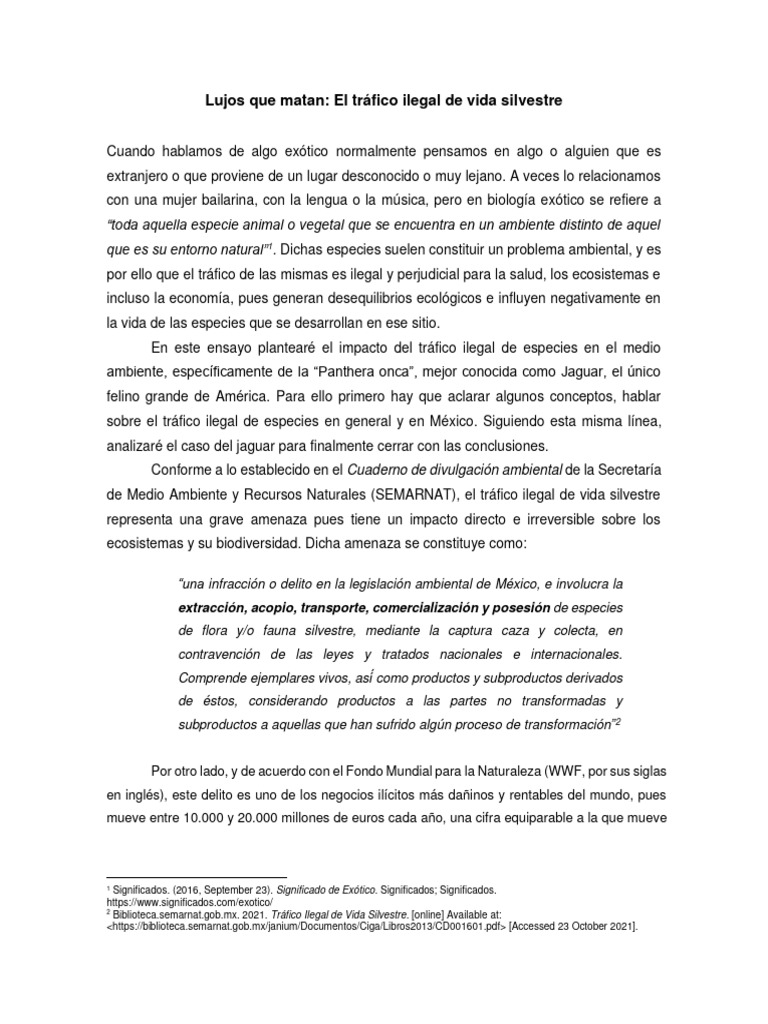 Tráfico Ilegal de Especies | PDF