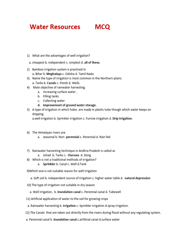Water Resource MCQ3 | PDF