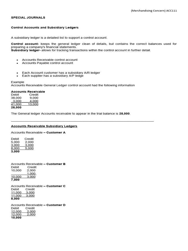 Control Accounts & Subsidiary Ledgers Guide | PDF | Debits And Credits ...