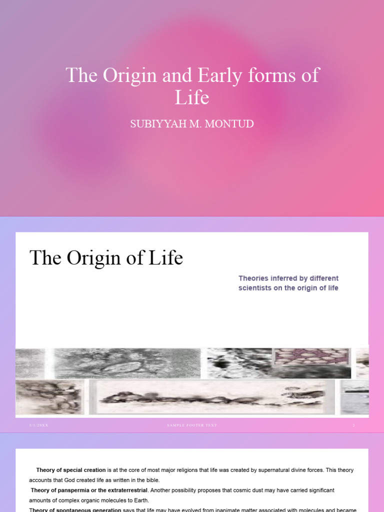 The Origin and Early Forms of Lifeppt | PDF