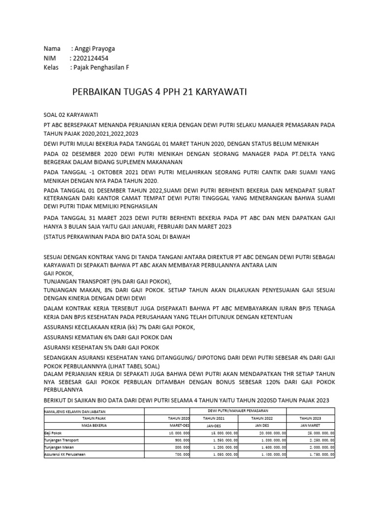 Perbaikan Pajak Karyawati Anggi Prayoga | PDF