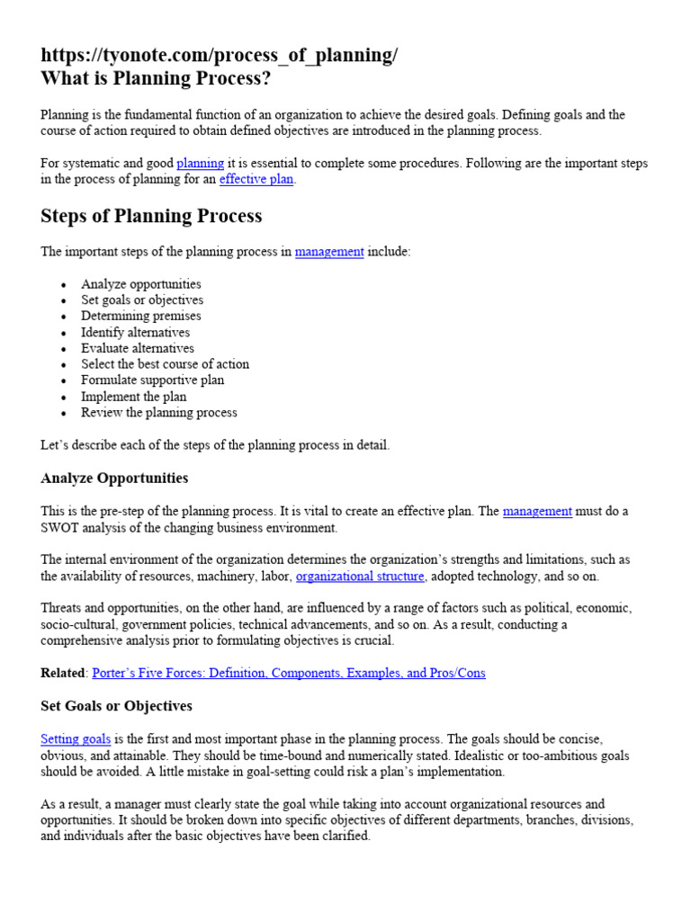 Planning Process | PDF