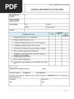 LO-F06 External Provider Evaluation Form | PDF | Evaluation | Business