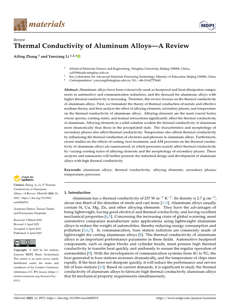 Thermal Conductivity of Aluminum Alloys | PDF | Thermal Conductivity ...