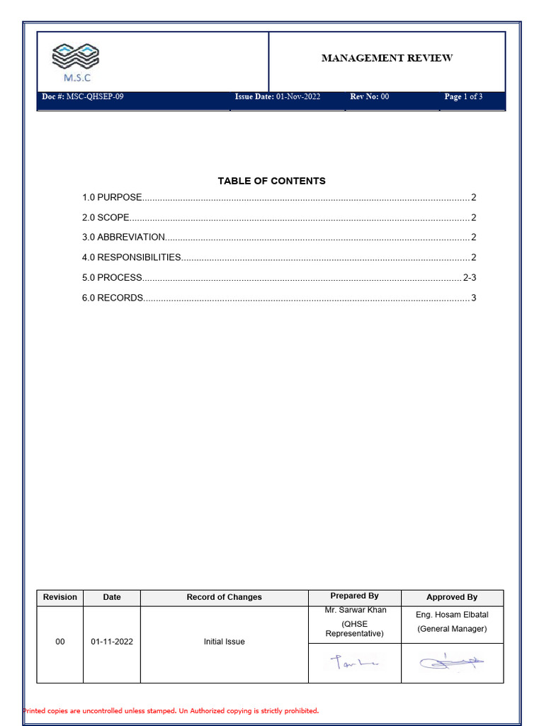 Msc-Qhsep-09 Management Review | PDF
