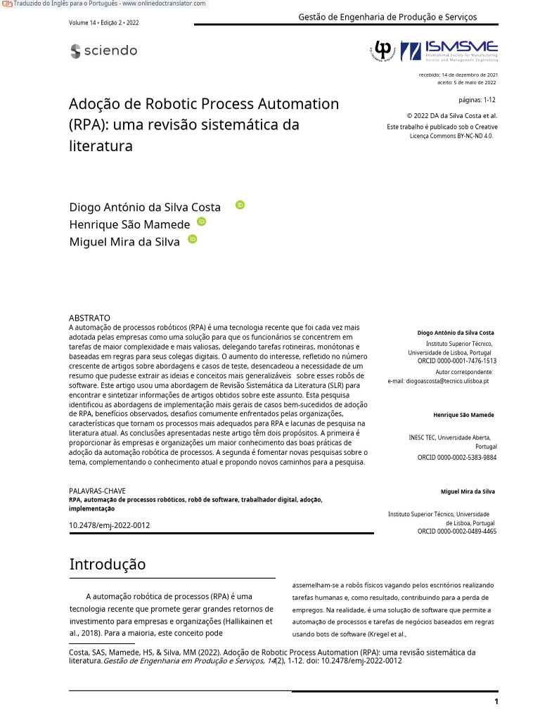 Robotic Process Automation Rpa Adoption A Systemat En Pt Download Grátis Pdf