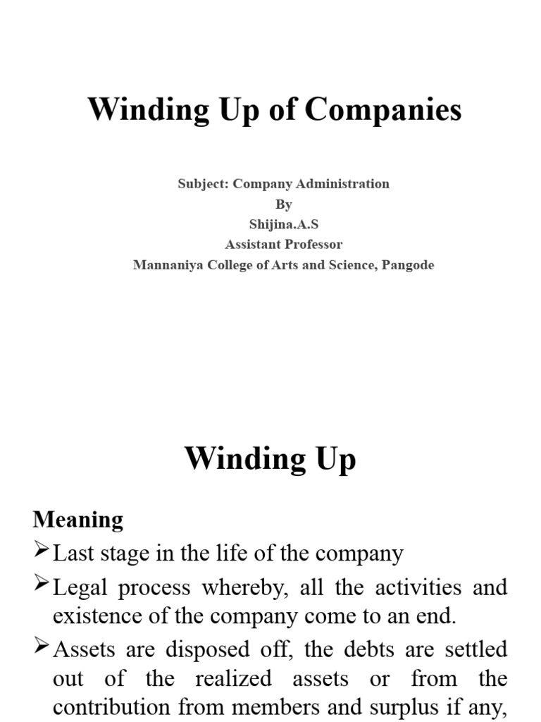 Winding Up of Companies | PDF | Liquidation | Business