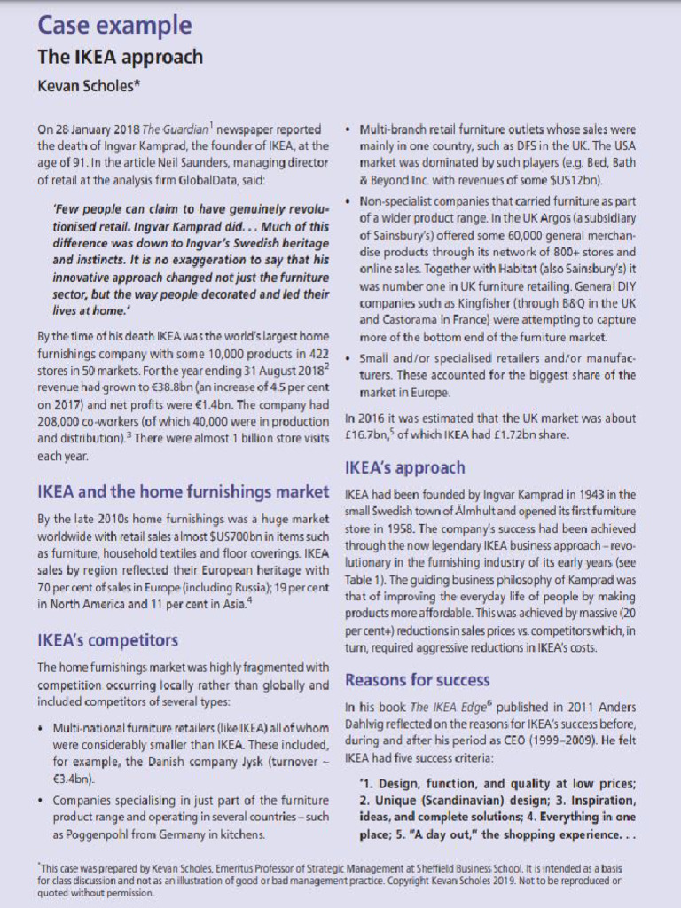 3 - The IKEA Approach - From Exploring Strategy Textbook 12 Ed. | PDF