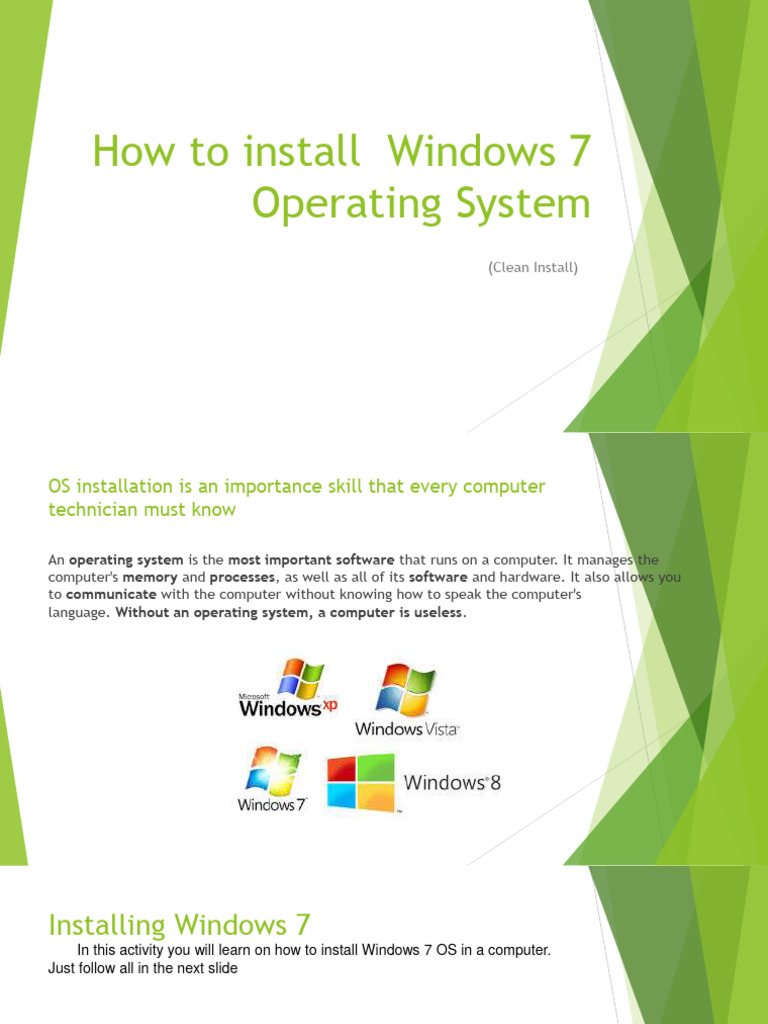 How To Install Windows 7 Operating System | PDF | Bios | Booting