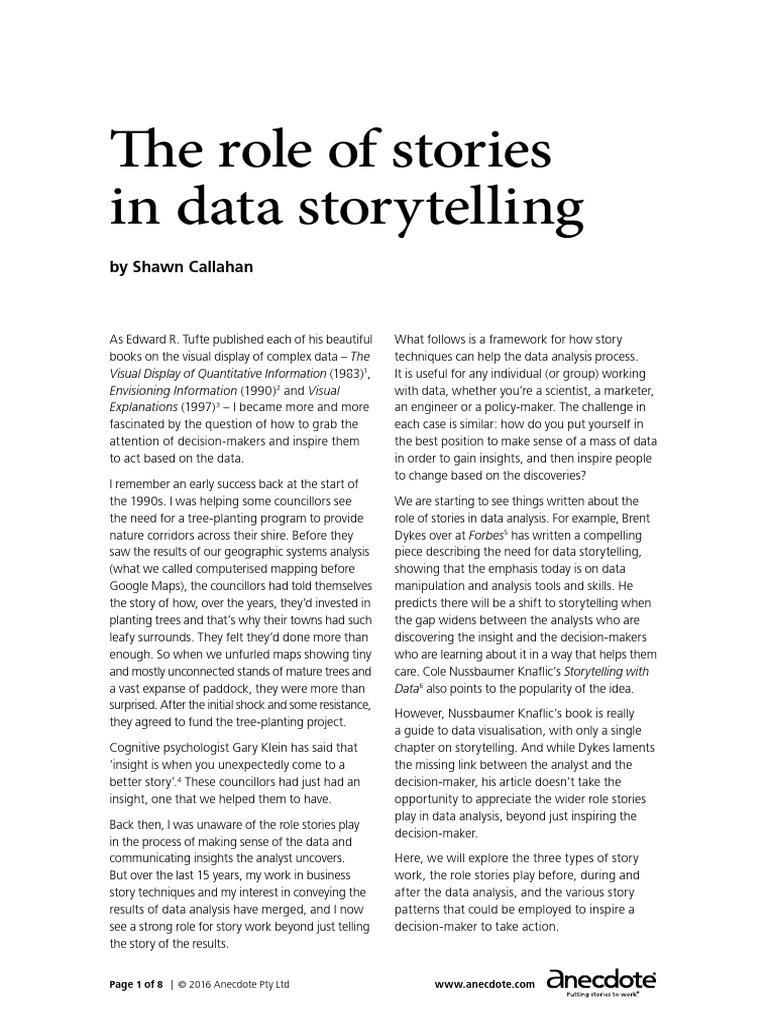 Article Role of Stories in Data Storytelling | PDF
