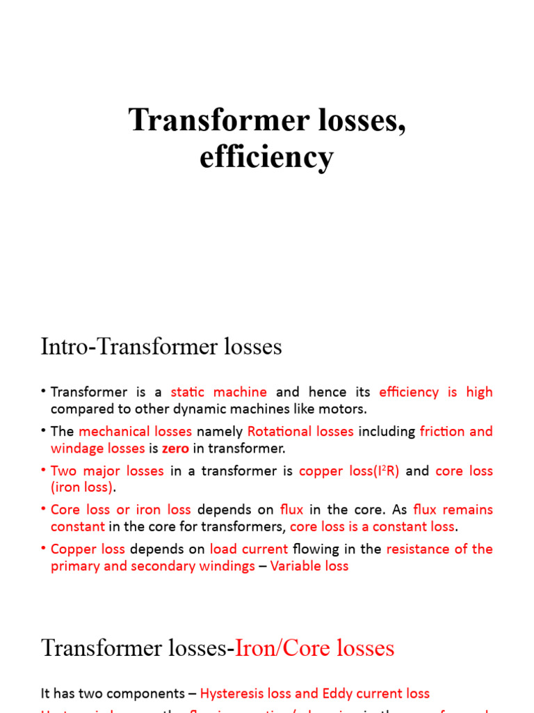 Transformer Losses and Efficiency Explained | PDF | Transformer ...
