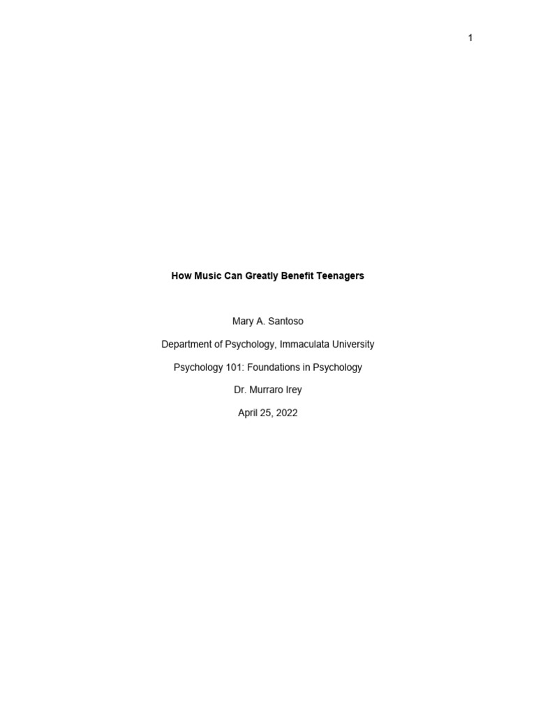 Mary - Final Research Paper | PDF | Adolescence | Self Esteem