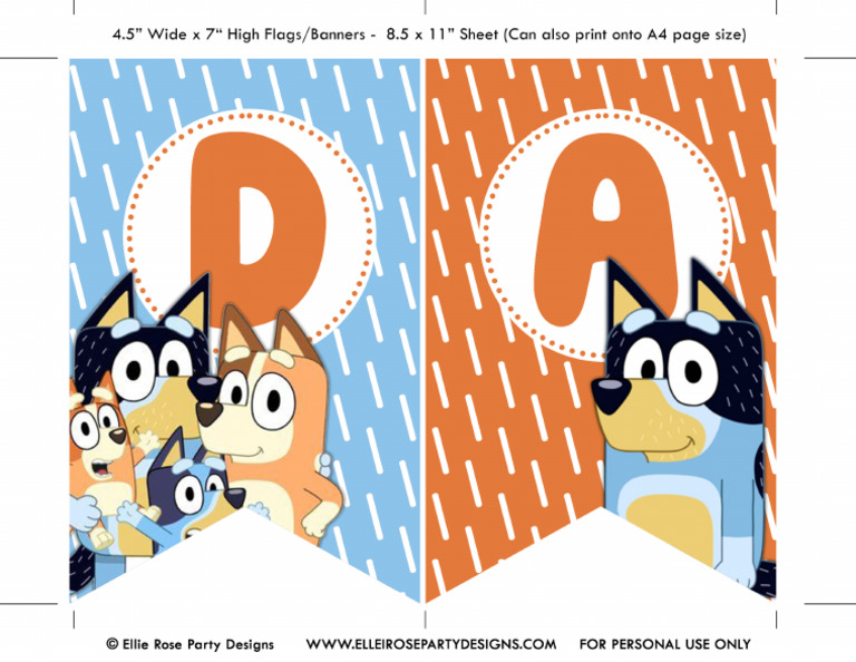 Bluey Happy Birthday Banner 4.5 X 7 Flag Da | PDF