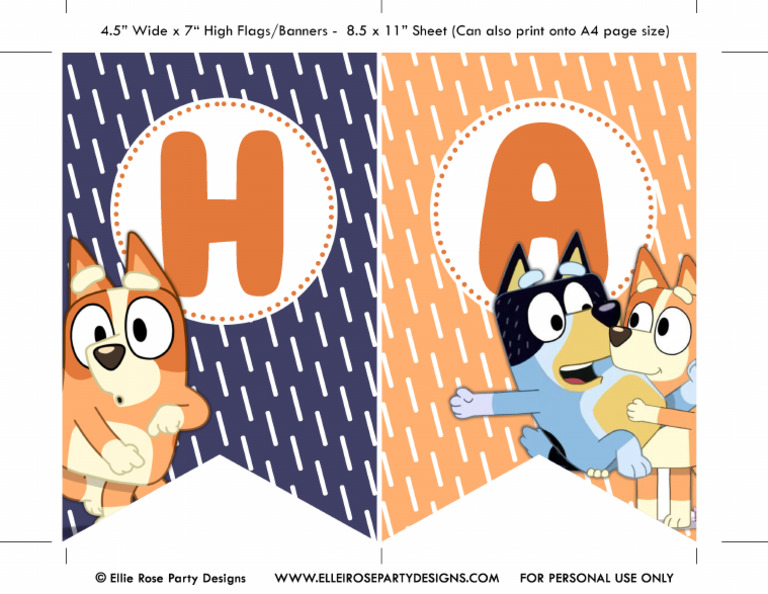 Bluey Happy Birthday Banner 4.5 X 7 Flag Ha | PDF