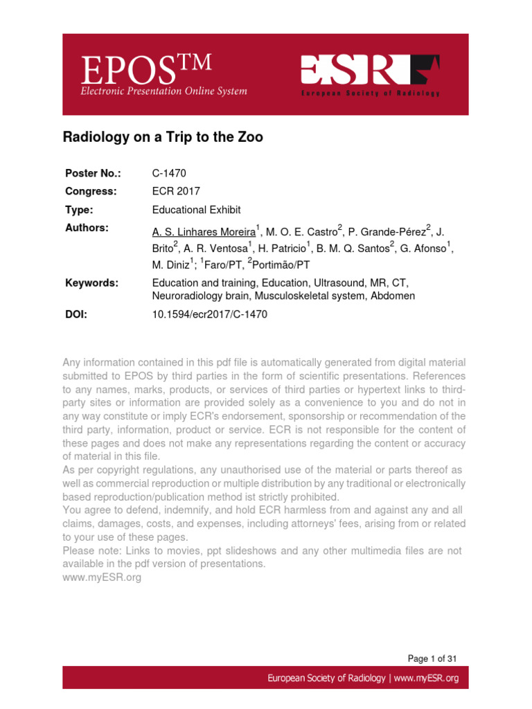 ECR - EPOS - Radiology On A Trip To The Zoo - 1470 | PDF | Radiology ...