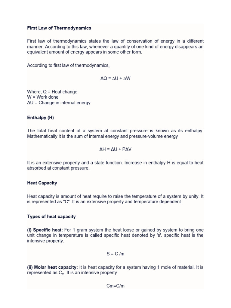 Law of Thermodynamics | PDF | Heat | Enthalpy