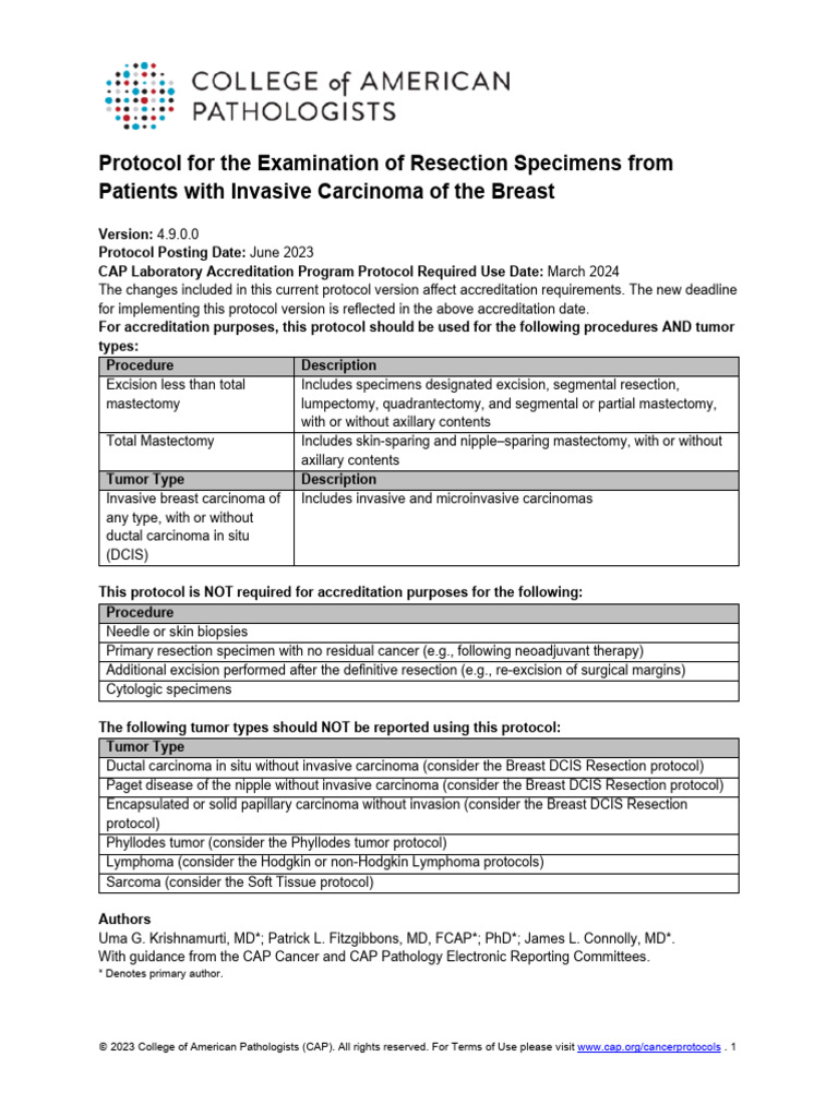 Breast - Invasive 4.9.0.0.REL CAPCP | PDF | Metastasis | Biopsy