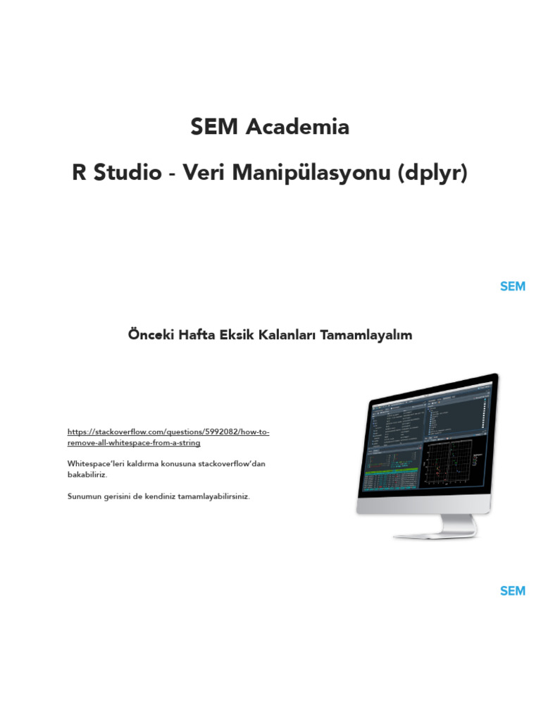 R - Veri Manipülasyonu (Dplyr) | PDF