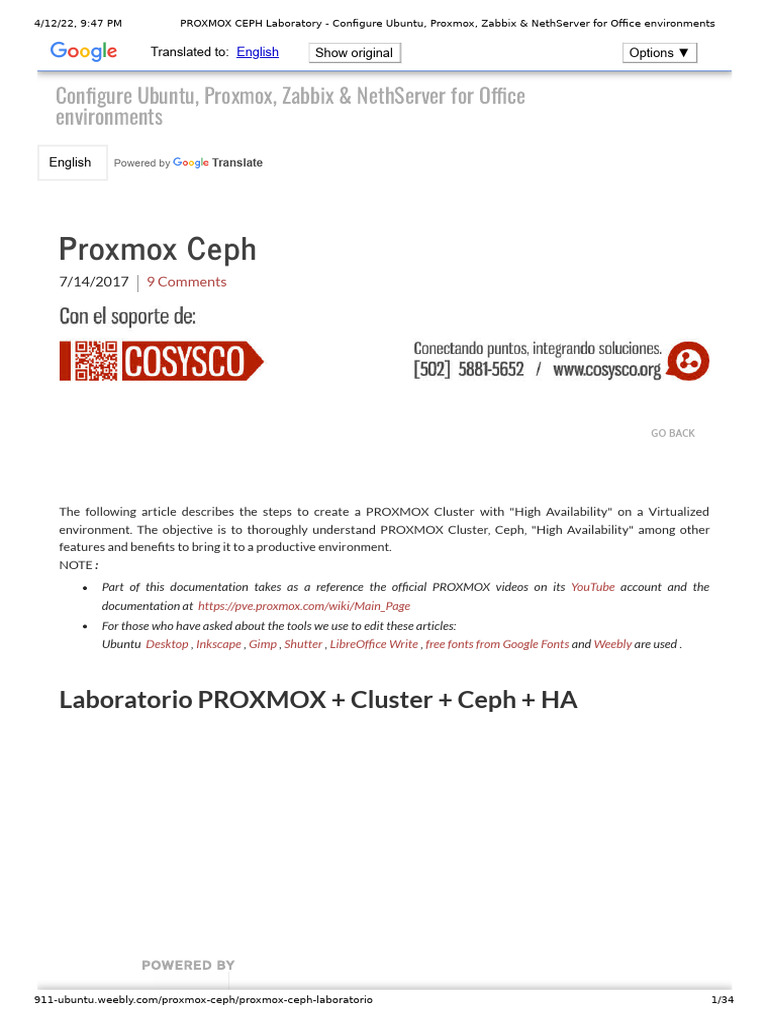 PROXMOX CEPH Laboratory - Configure Ubuntu, Proxmox, Zabbix ...