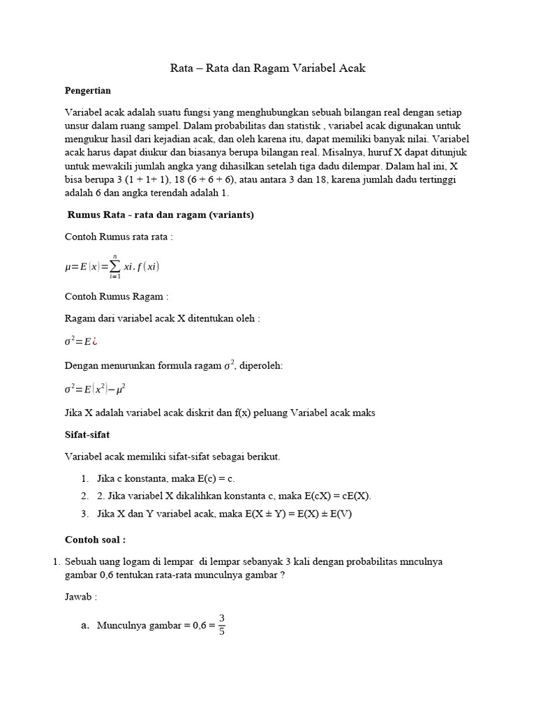 Rata - Rata Dan Variabel Acak-2 | PDF