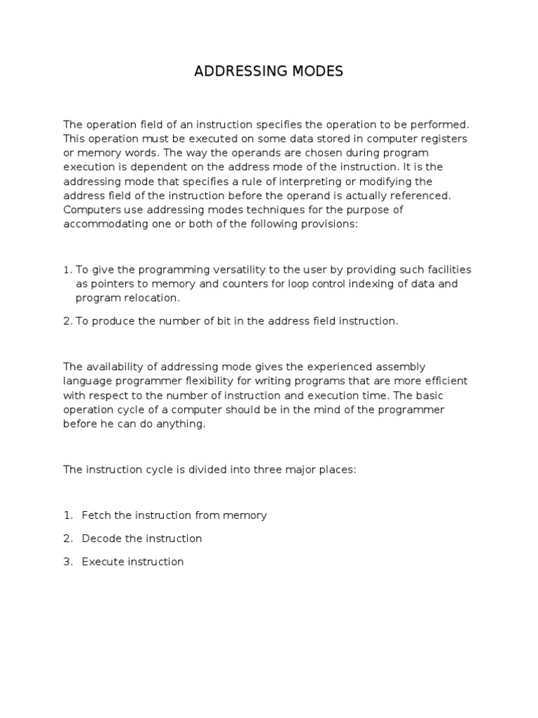 Addressing Modes: 1. For Loop Control | PDF | Instruction Set | Central Processing Unit