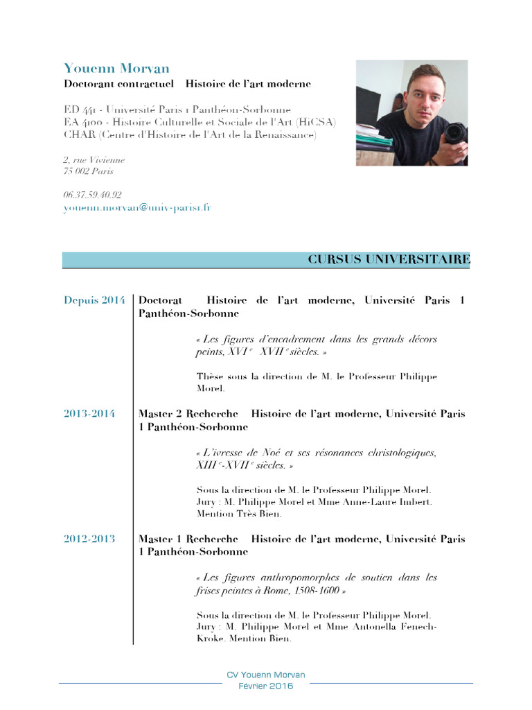 Y. MORVAN CV Académique | PDF