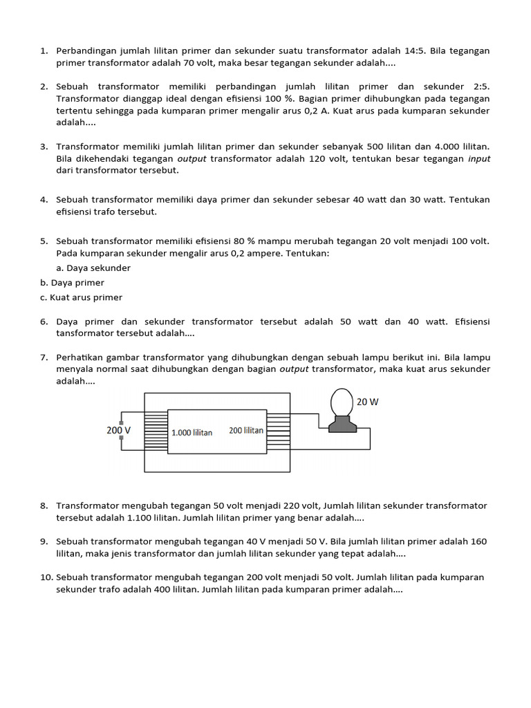 Soal Trafo | PDF | Griya & Taman | Sains & Matematika