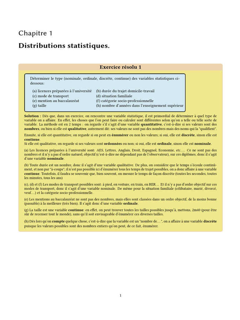 Types de variables statistiques expliqués | PDF | Méthodes et ...