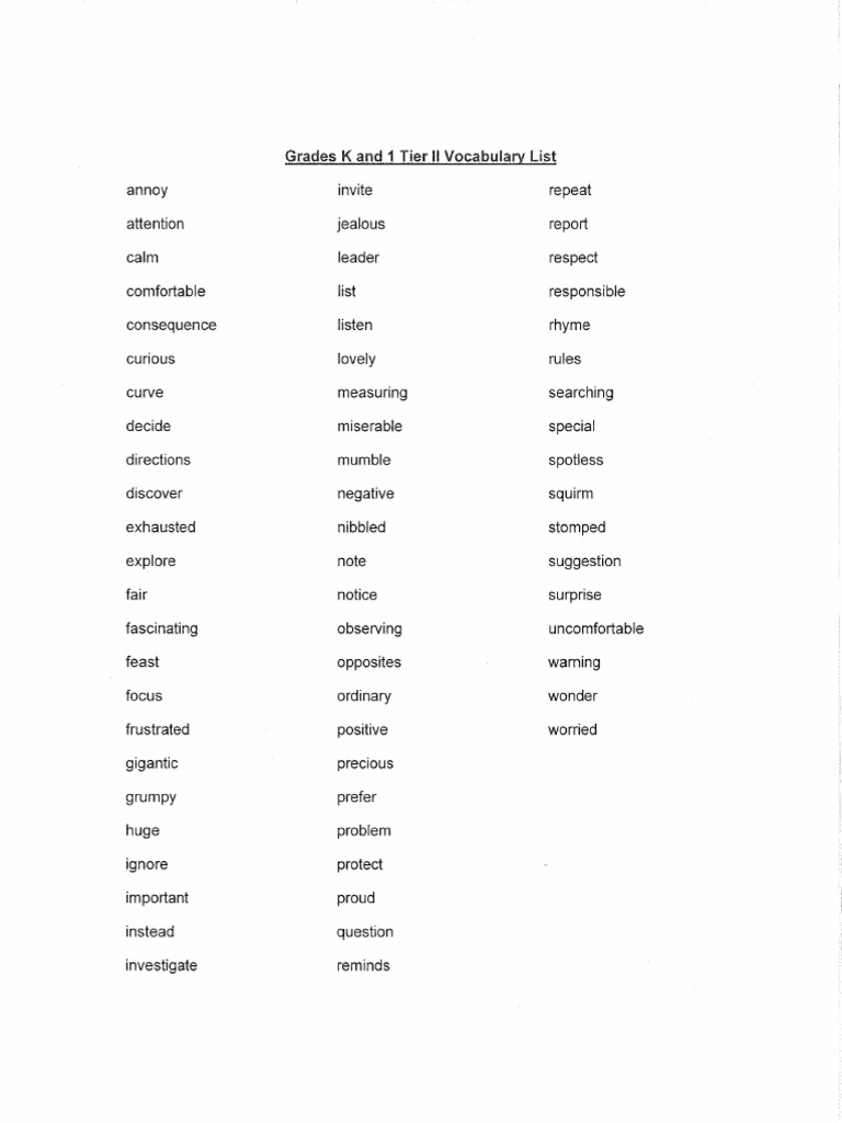 Tier 2 Vocabulary | PDF