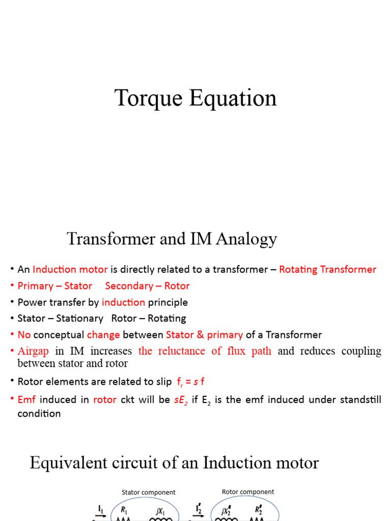 9 Torque Equation | PDF | Electric Motor | Transformer
