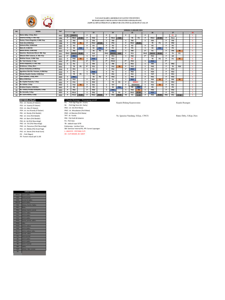 Jadwal Dinas 2024 | PDF