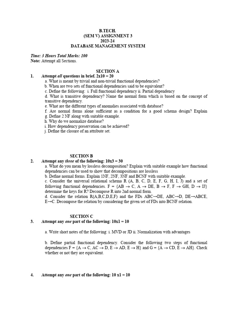 DBMS UNIT 3 ASSIGNMENT | PDF