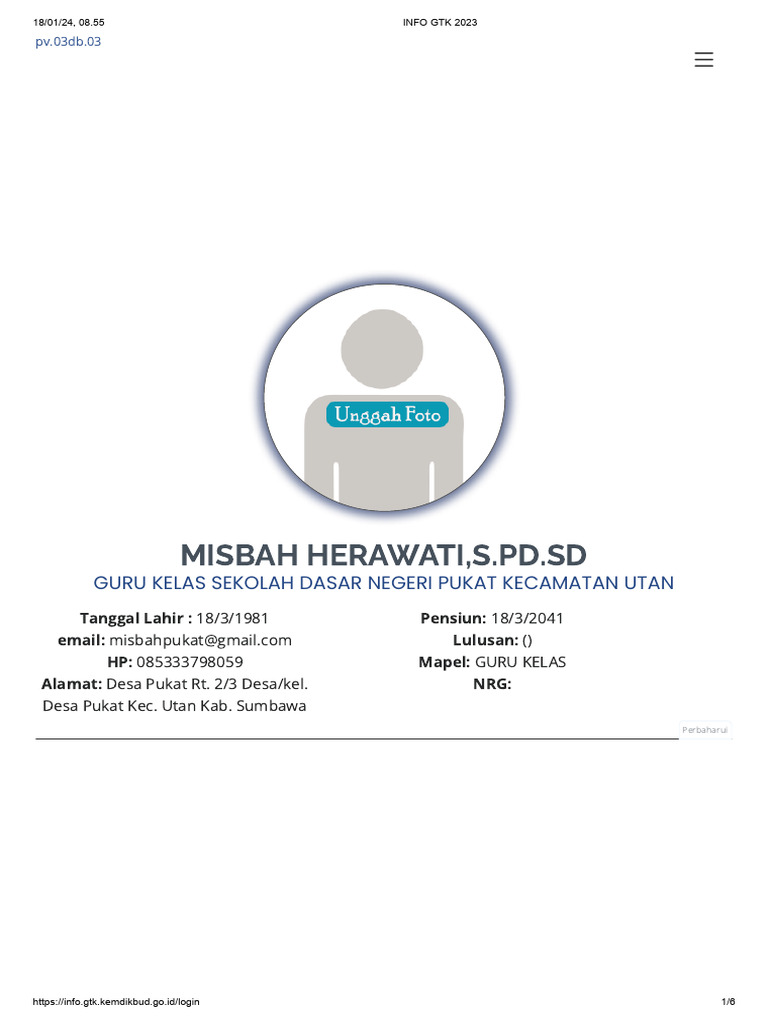 Profil Guru SD Misbah Herawati 2023 | PDF