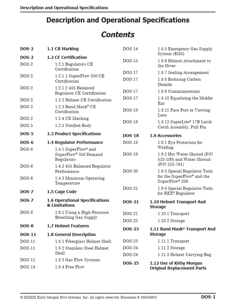Description and Operation Specifications Hi | PDF | Underwater Diving ...