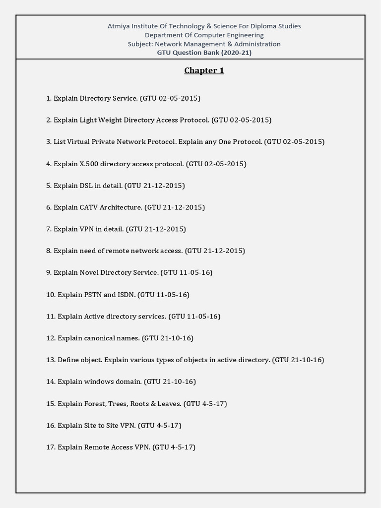 NMA Question Bank For GTU Examination | PDF | Computer Network | Domain Name System