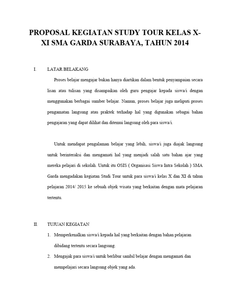 Proposal Kegiatan Study Tour | PDF | Perjalanan